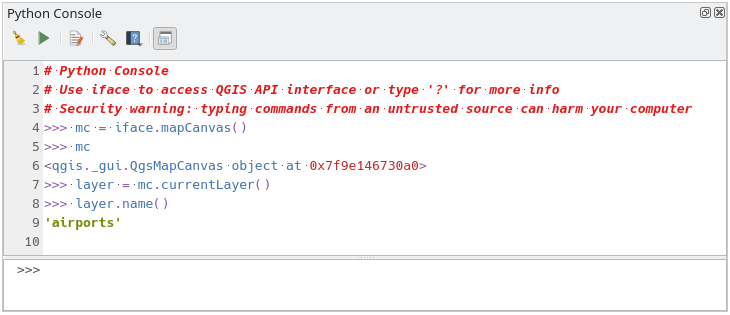 25.3. La Console Python de QGIS — Documentation QGIS Documentation